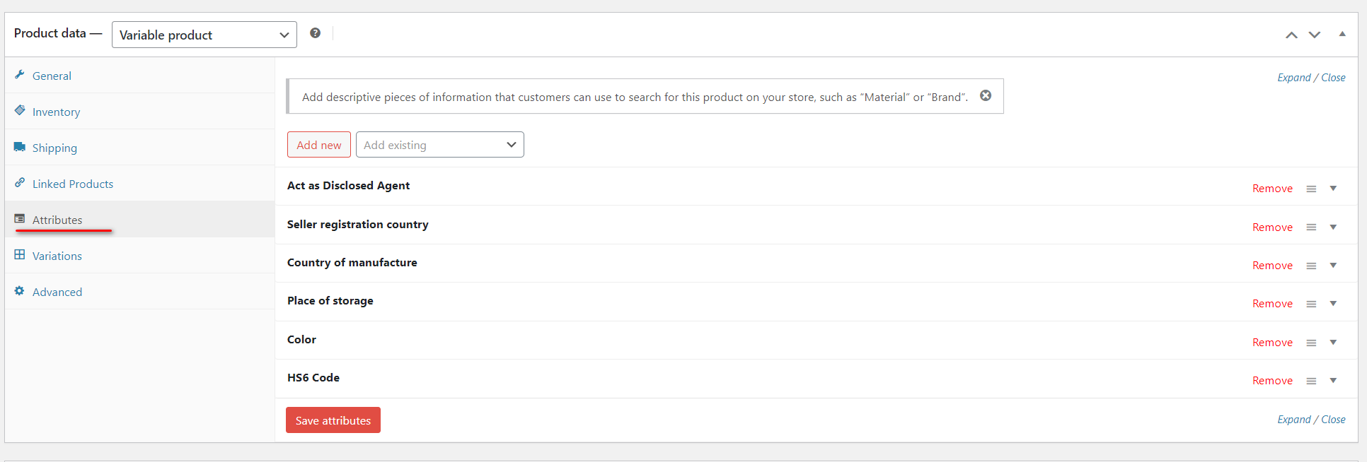 How to input HS6 codes in WooCommerce – EAS