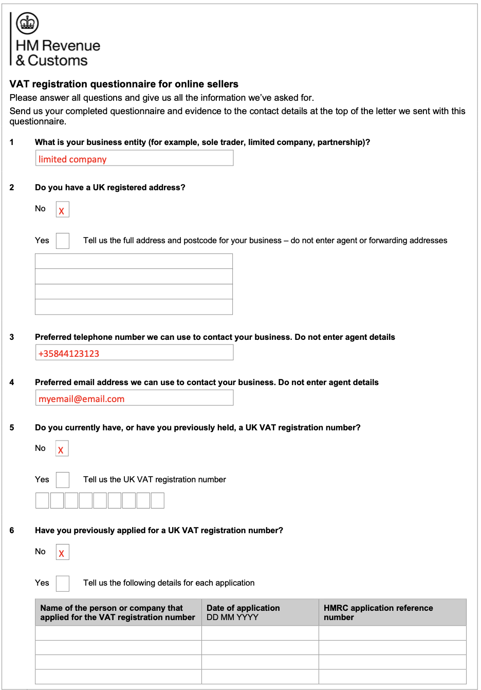 HMRC VAT registration questionnaire for online sellers – EAS
